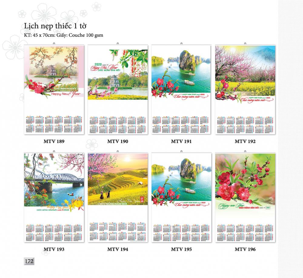 Mẫu lịch Tết 1 tờ - Canh Tý 2020