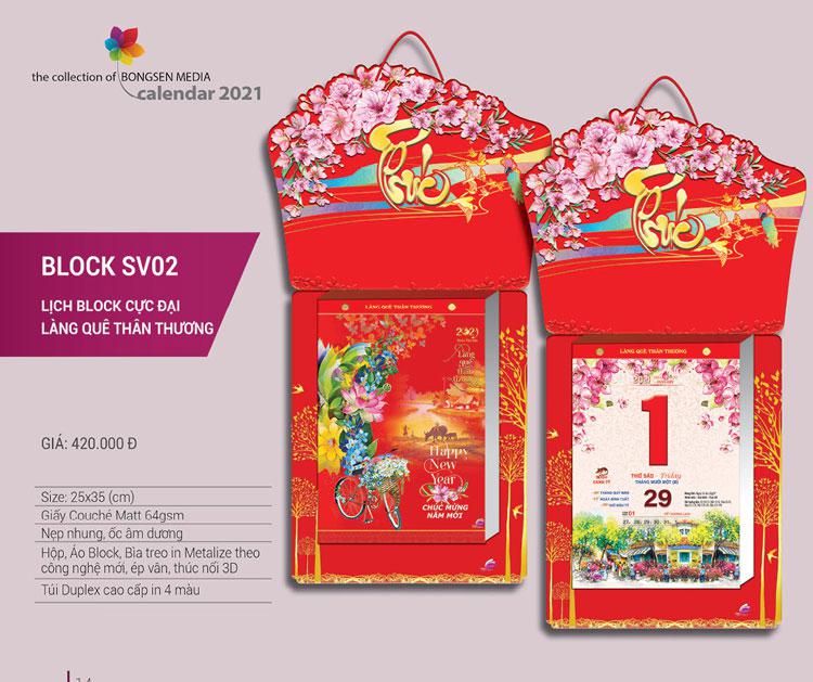 Lịch Bloc 2021 KT 25x35cm Làng quê thân thương
